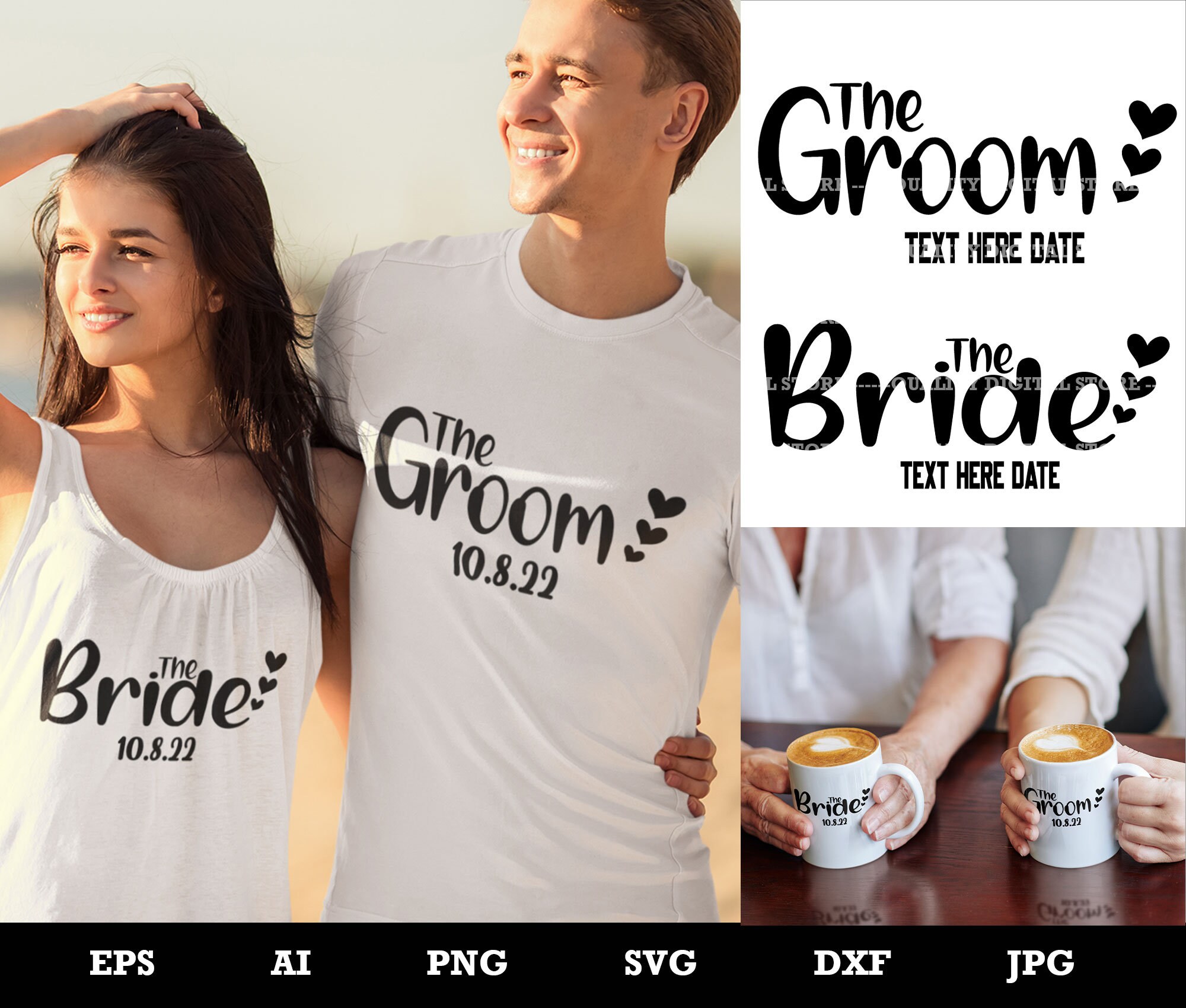 The Bride Svg the Groom Svg Just Married Svg Wedding Svg | Etsy