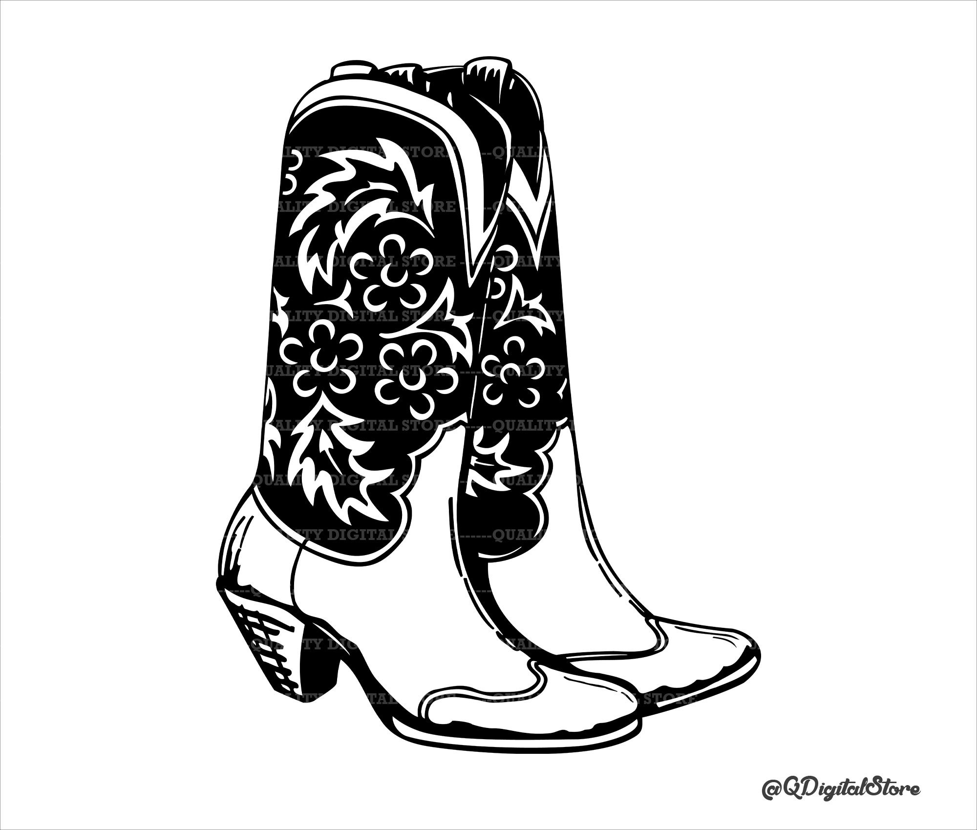 Cowboy Boots Svg File Cowboy Boot Floral Cowboy Boots Cut | Etsy