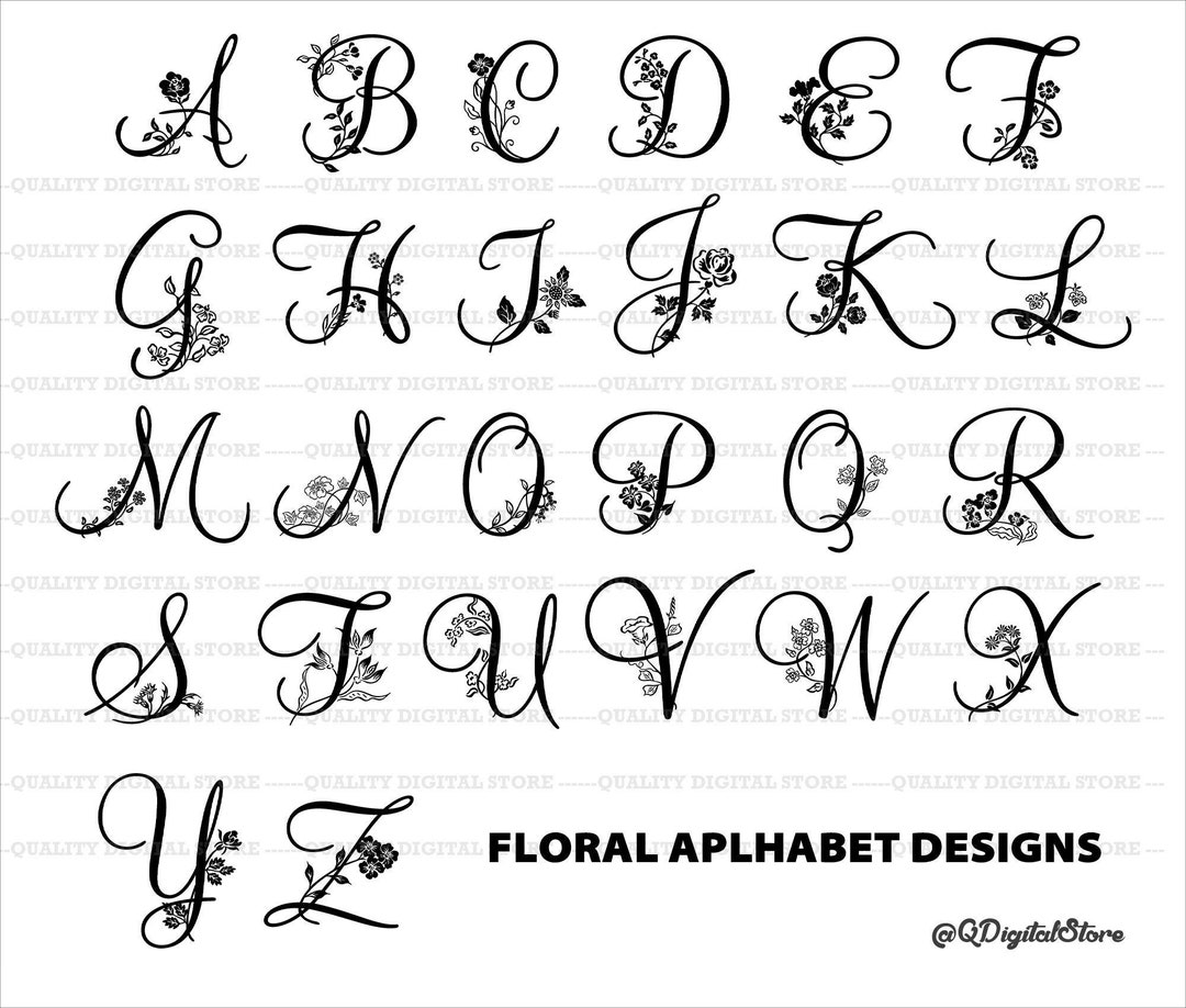 Flower Alphabet Svg,floral Alphabet Svg,alphabet Cut File, Vinly ...