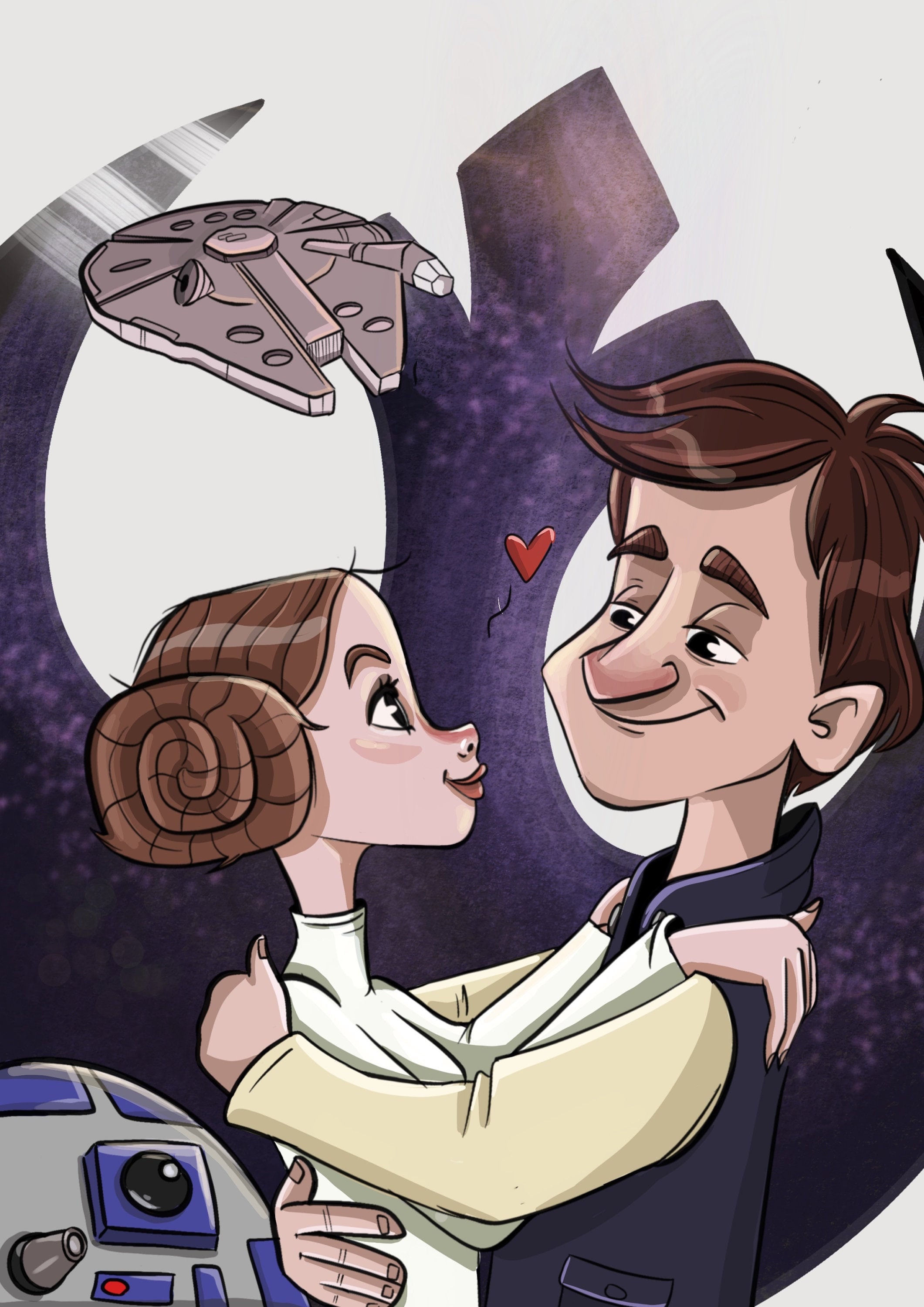Print By Han Solo And Princess Leia Fanart Digital Art Available For Download Star Wars Fanart