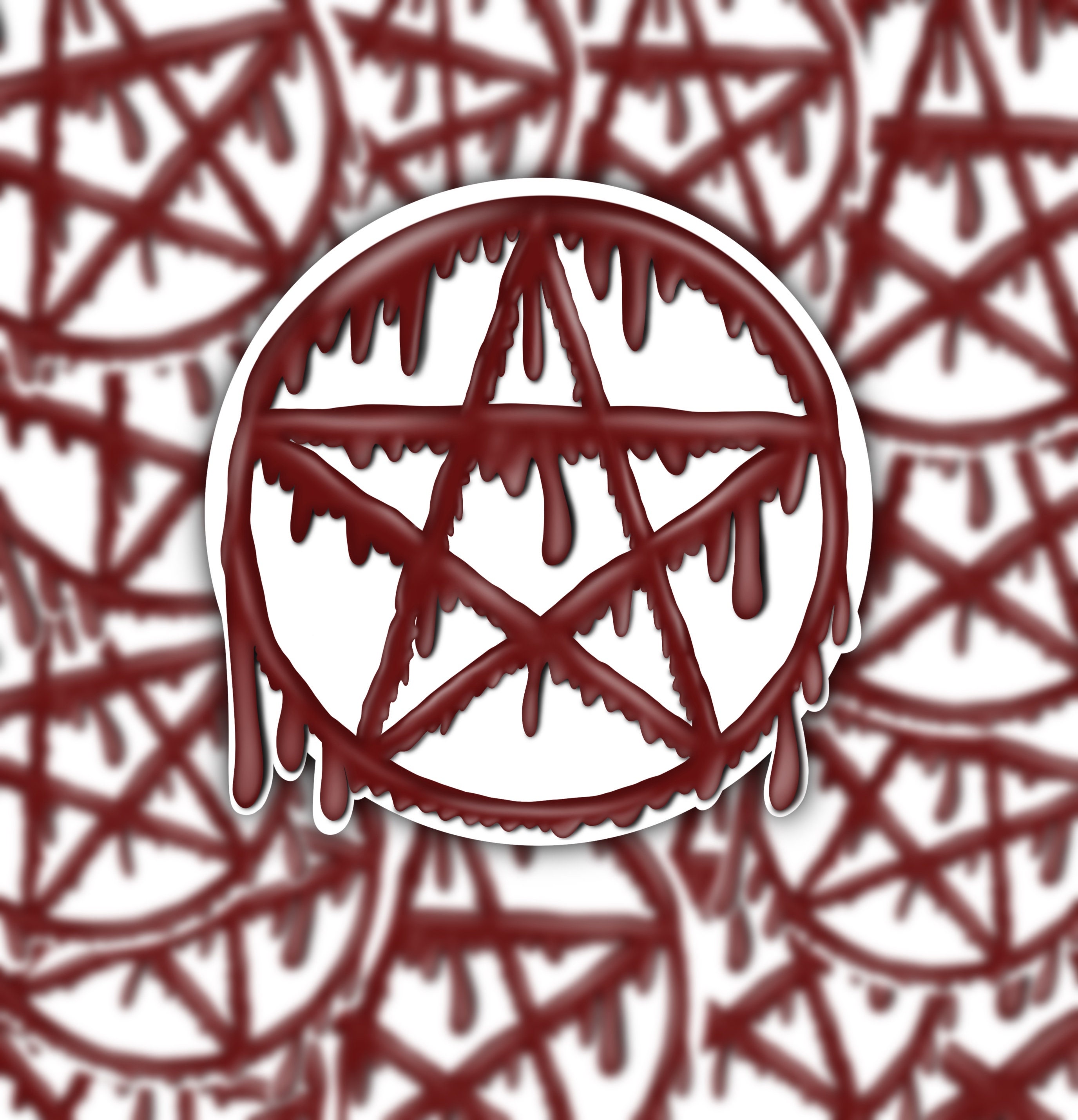 Pentagram Vinyl Sticker Red Pentagram Waterproof Sticker - Etsy