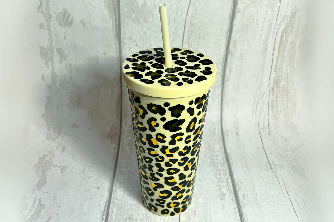Black & Gold Glitter Leopard Print Reusable Cold Cup | Cheetah Animal ...