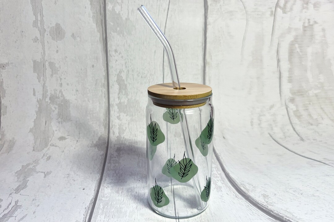 Green Warm to Cold Colour Changing Abstract Leaf Libbey Can Glass ...