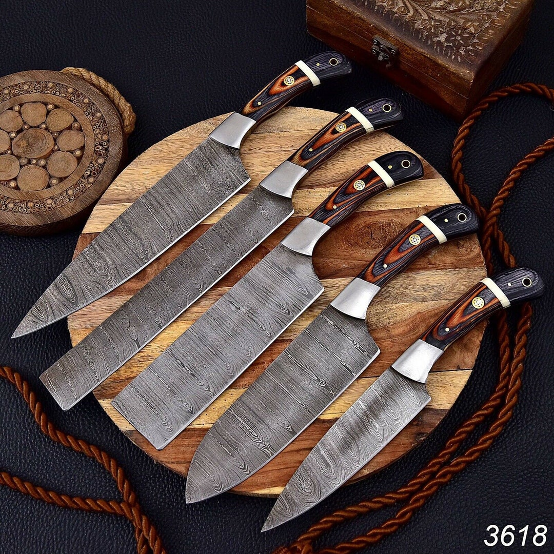Chef Knife Set Kitchen Knife Set With Rose Wood & Sheep - Etsy