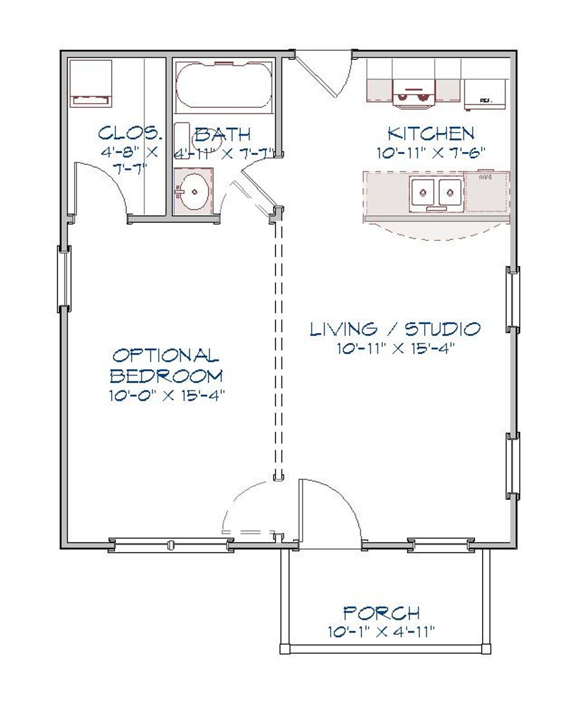 22x24 Guest House Plan: Tiny House ADU Blueprint (PDF) - Etsy Canada