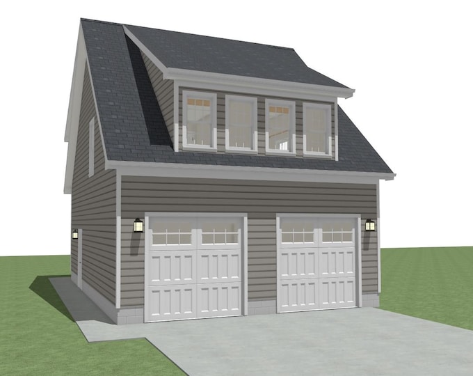 22x24 Detached Garage With Studio Apartment - PDF Plan - Model DG-01 ...
