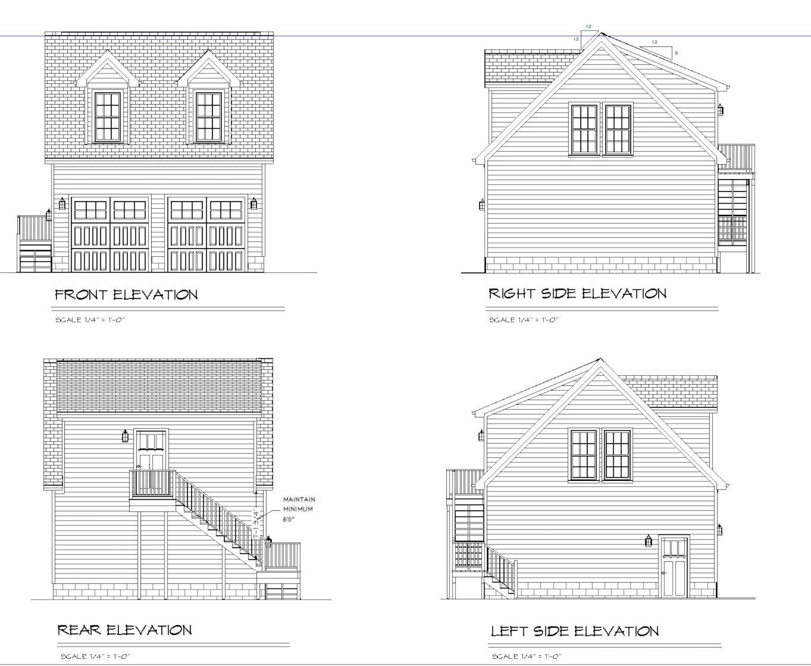 22x24 Detached 2 Car Garage Loft Apartment ADU - Architectural Plans ...