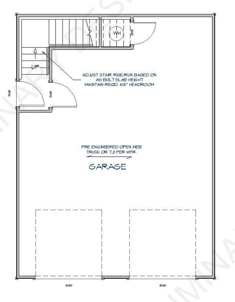 24x32 Detached 2 Car Garage Loft ADU - Architectural Plans Blueprint ...