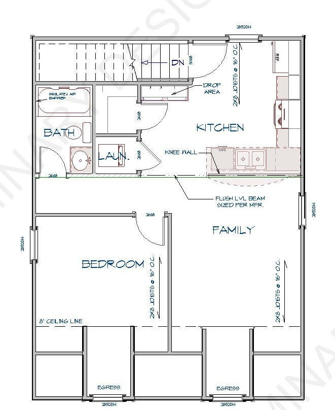 24x32 Detached 2 Car Garage Loft ADU - Architectural Plans Blueprint ...