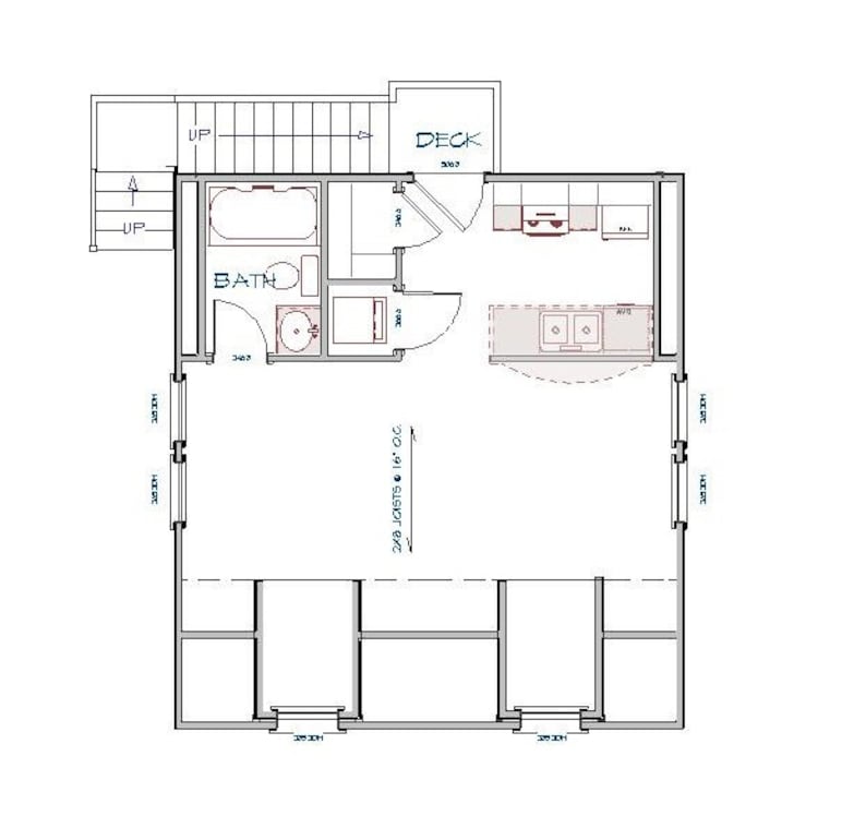 22x24 Detached 2 Car Garage Loft Apartment ADU - Architectural Plans ...
