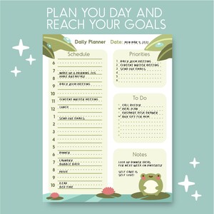 Froggy Printable Daily Planner | Daily Schedule | To-do List | Fillable ...