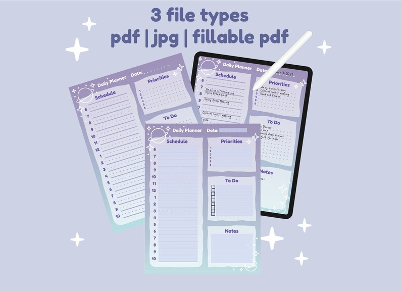 Pastel Space Printable Daily Planner Daily Schedule To-do - Etsy