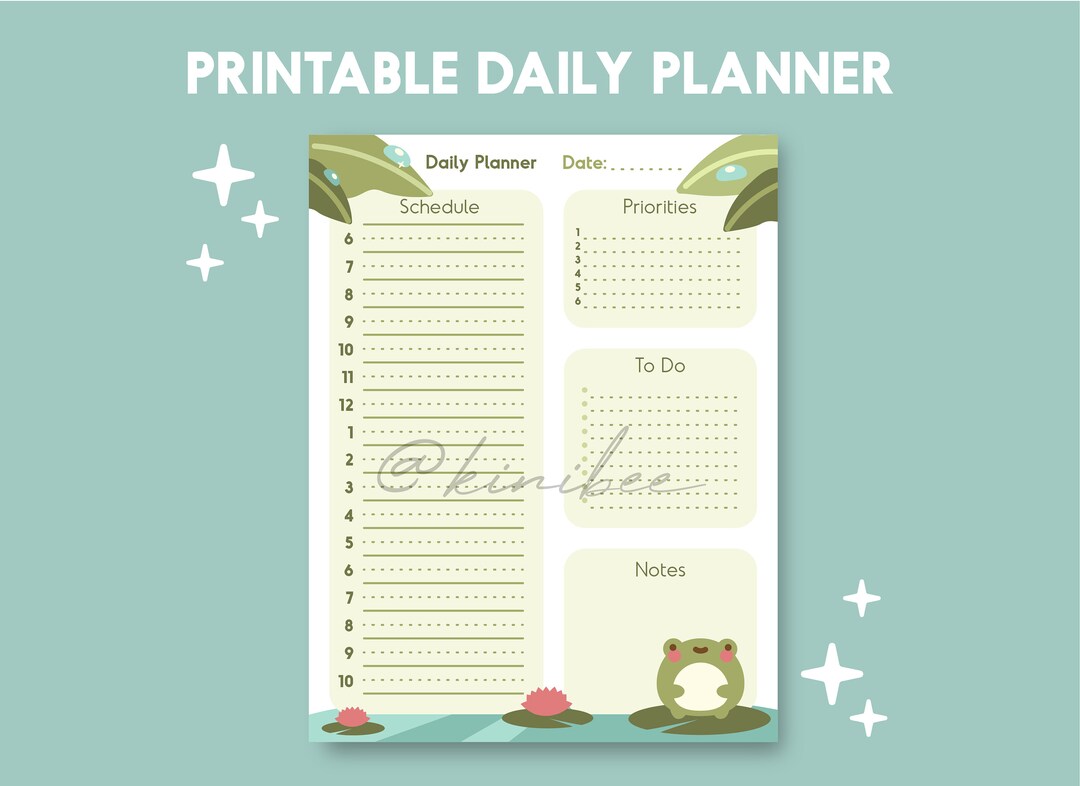 Froggy Printable Daily Planner | Daily Schedule | To-do List | Fillable ...