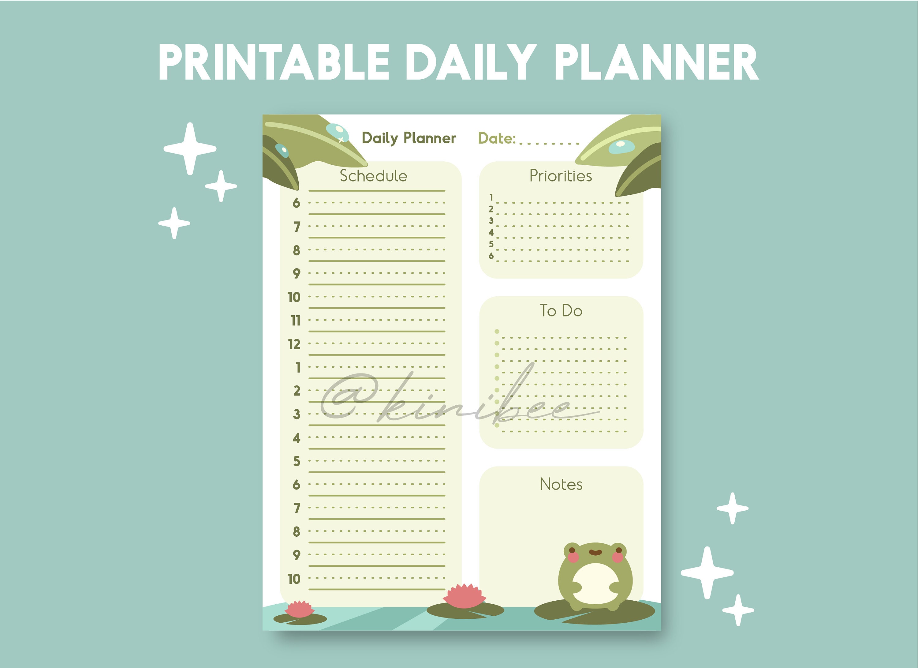 Froggy Printable Daily Planner Daily Schedule To-Do List | Etsy