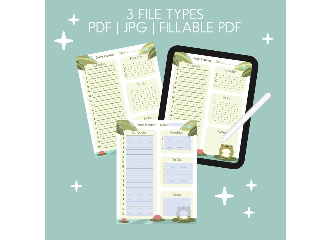 Froggy Printable Daily Planner Daily Schedule To-do List - Etsy