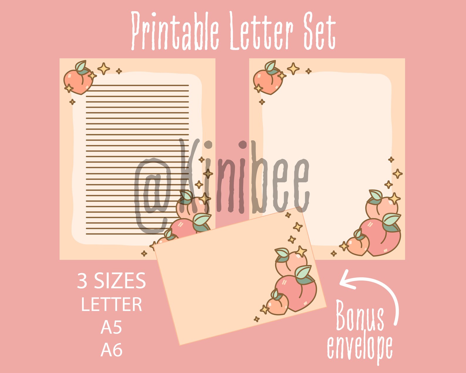Peachy Printable Letter Set A5 A6 Letter Writing Set - Etsy