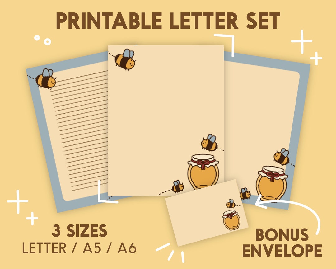 Bumble Bee Honey Printable A4 A5 A6 Letter | Writing Set | Printable ...