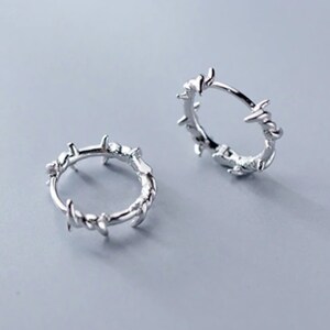 Barbed Wire Hoops in Sterling Silver 925, Gothic Hoops, Punk Jewellery ...