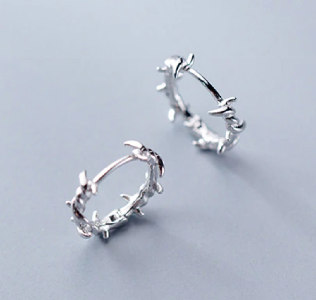 Barbed Wire Hoops in Sterling Silver 925, Gothic Hoops, Punk Jewellery ...