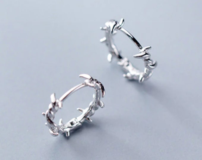 Barbed Wire Hoops in Sterling Silver 925 Gothic Hoops Punk - Etsy