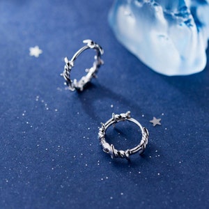 Barbed Wire Hoops in Sterling Silver 925, Gothic Hoops, Punk Jewellery ...