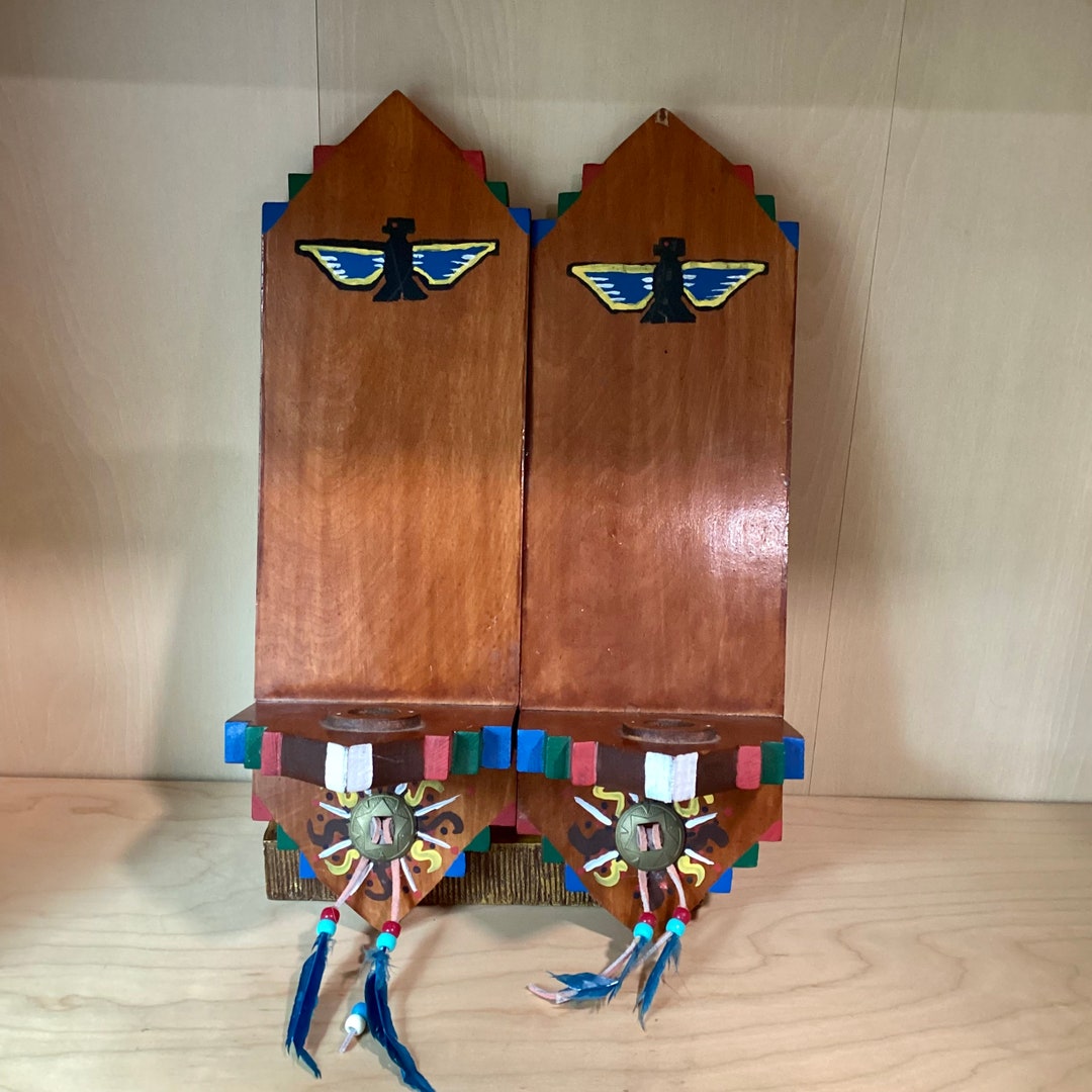 Wall Candle Holders With Native American Motiff Set of 2 - Etsy