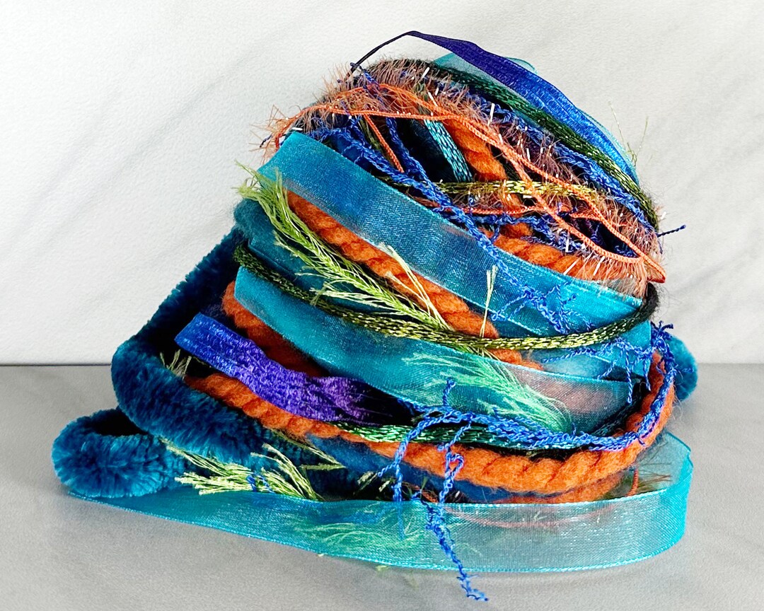 Green Teal Blue Purple Orange PEACOCK FAN 22 Mini 9 X 2 Yards 18 Yards ...