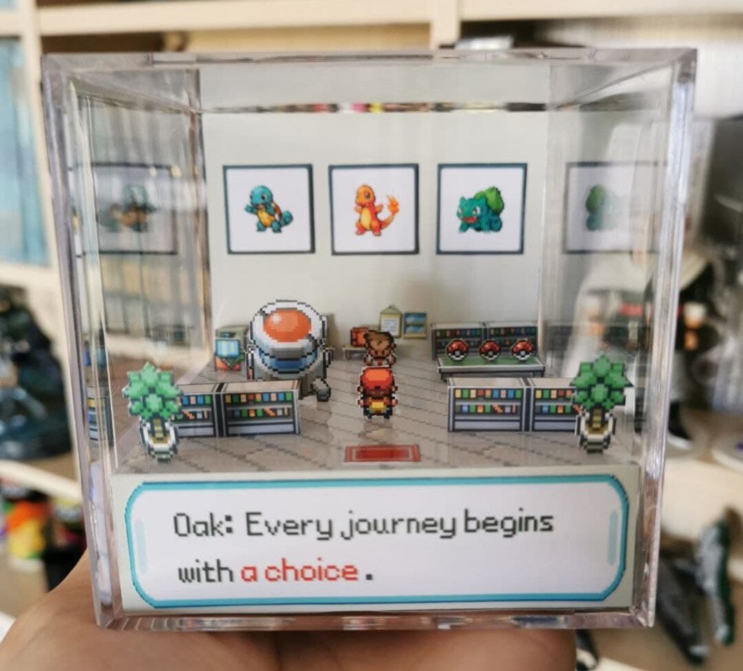 Pokemon 3D Diorama Cube - Professor Oak - Etsy