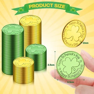 St. Patrick's Day Gild and Green Shamrock Coins Pack of 24 Coins - Etsy