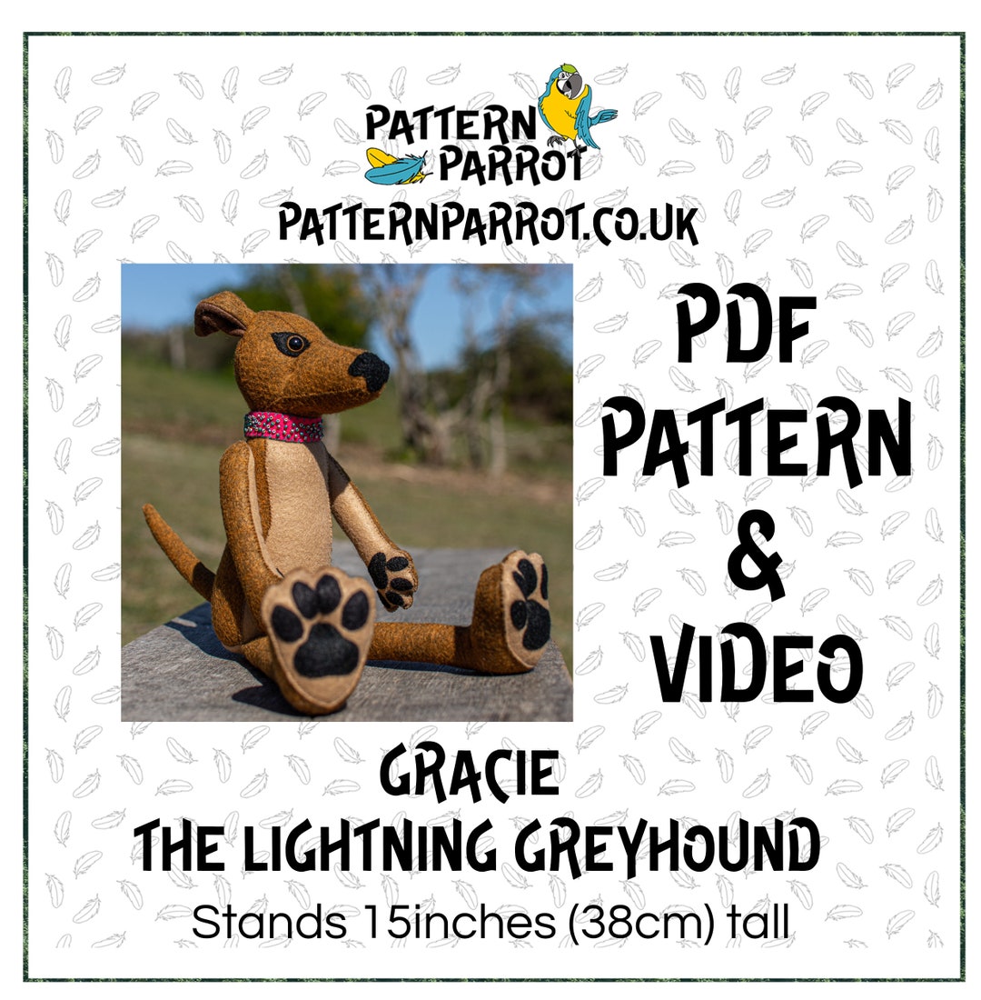 Felt Dog Sewing Pattern, Greyhound Dog, Handmade, Felt Animal, Digital ...