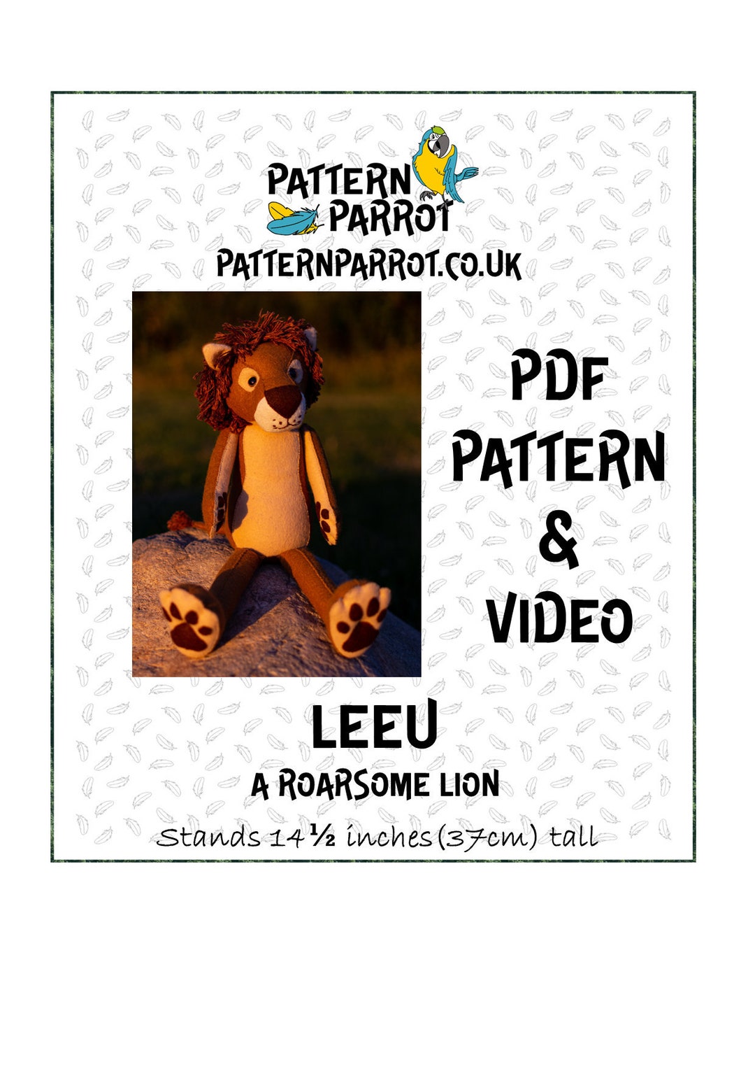 Felt Lion Pattern,lion,handmade,felt Animal,digital PDF Pattern and ...