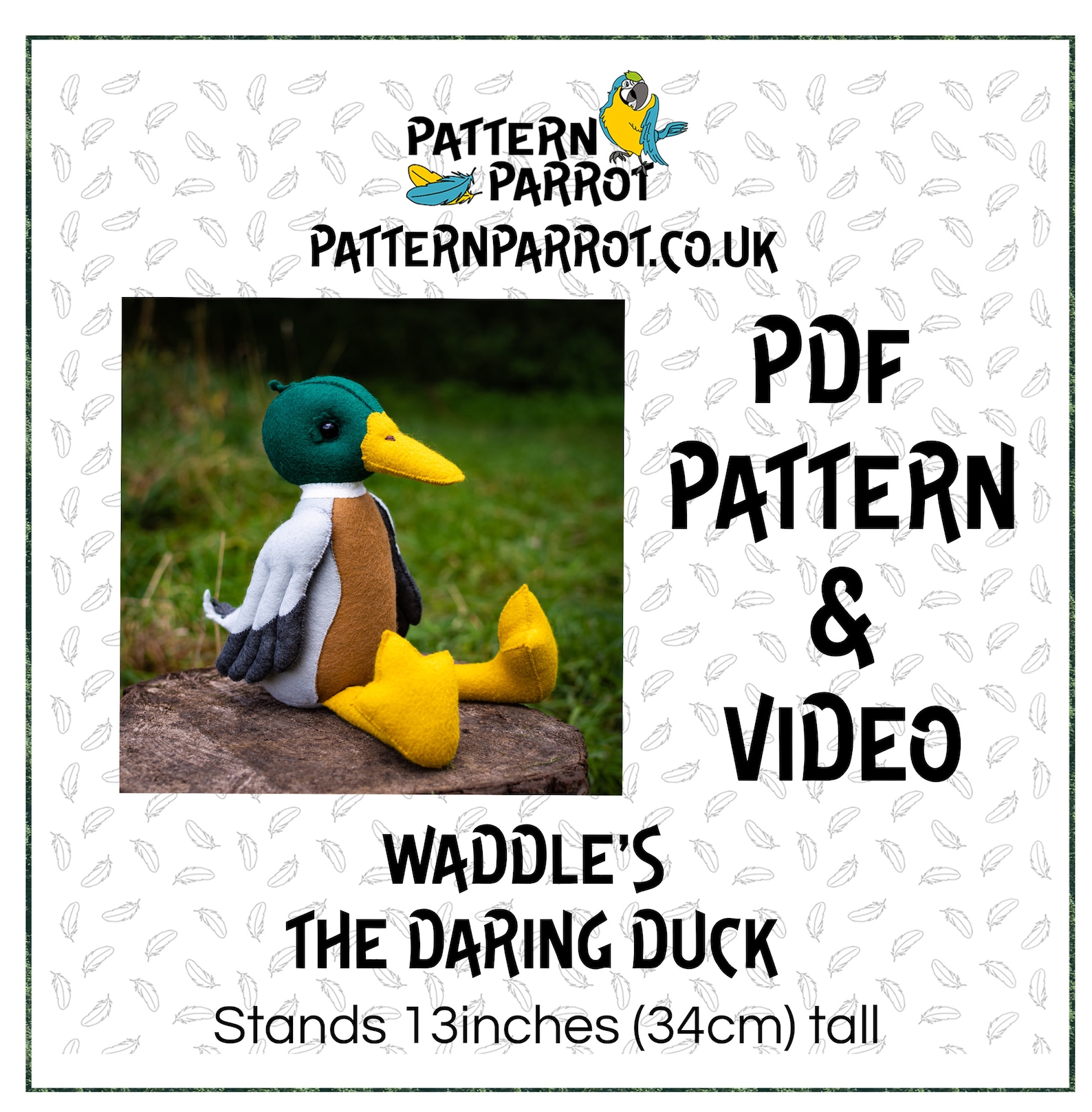 Felt duck sewing pattern Mallard Handmade Felt animal | Etsy