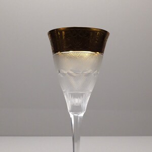 Moser Crystal Splendid Cut Gold Rim Cut Wine Glass Water Goblet 8 5/8 ...