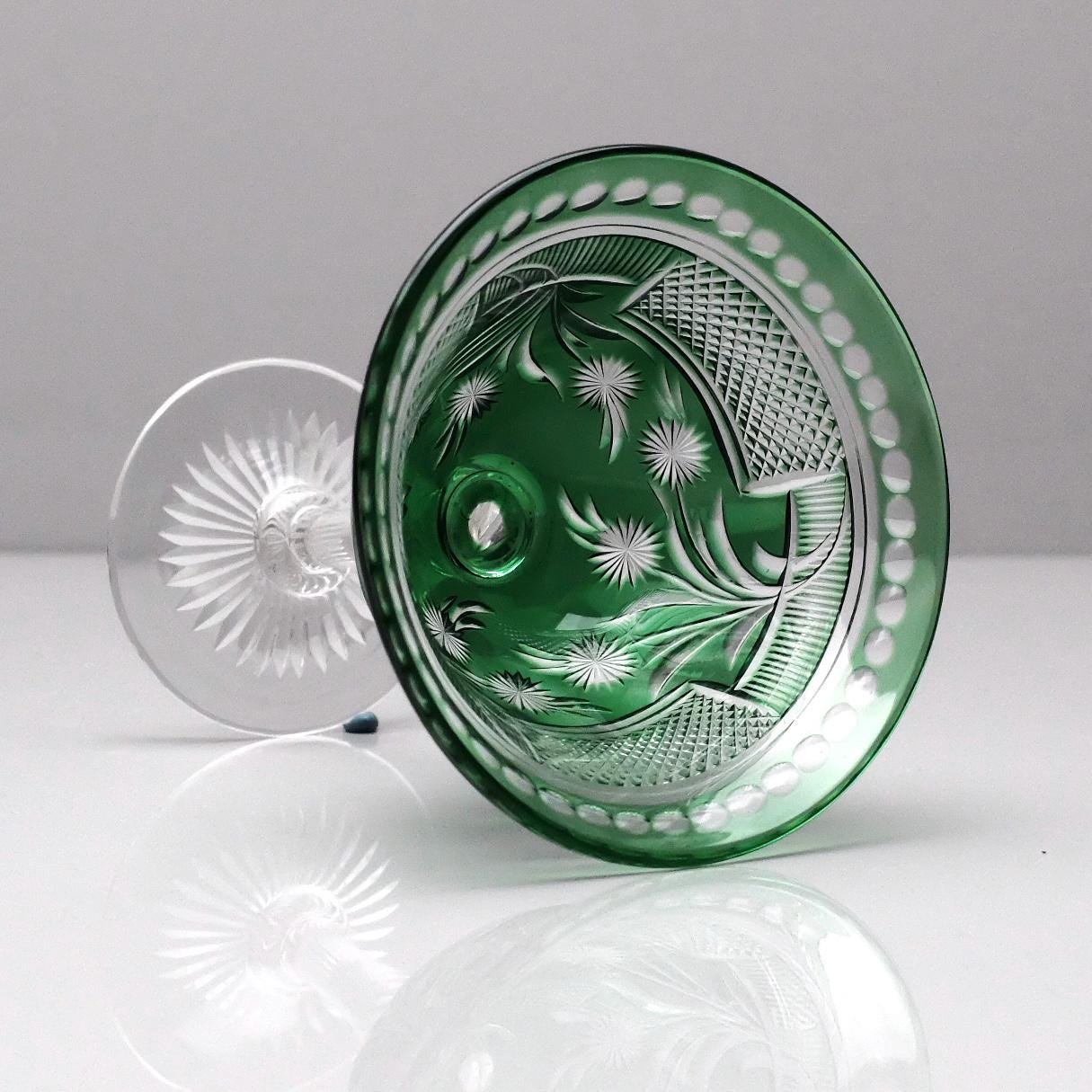 Beautiful Stevens & Williams Intaglio Cut Crystal Green to Clear ...