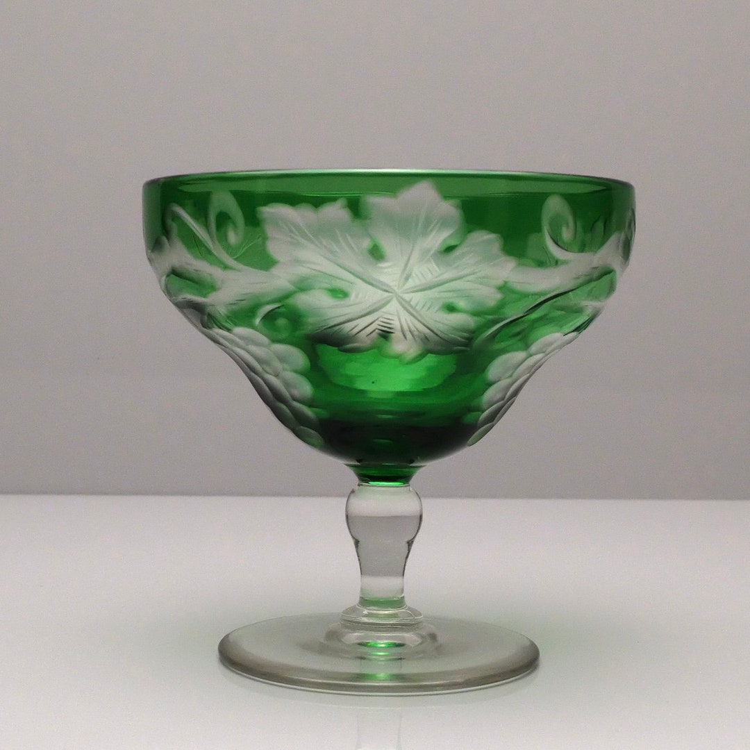 Stevens and Williams Glass Fruiting Vine Emerald Green Cut to Clear ...