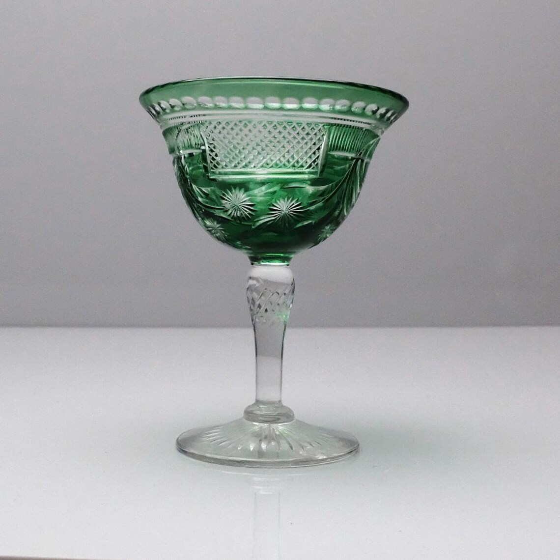 Beautiful Stevens & Williams Intaglio Cut Crystal Green to Clear ...