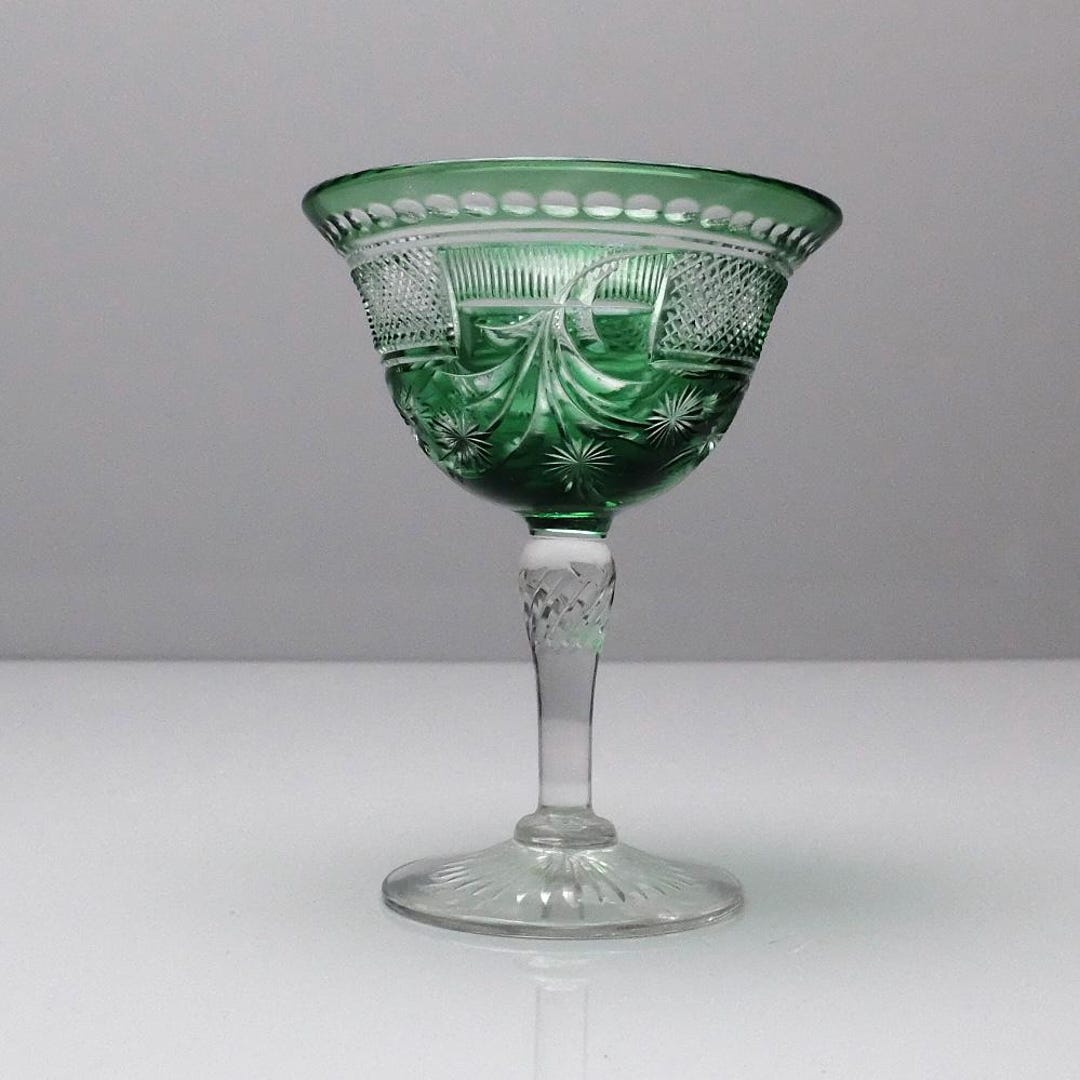 Beautiful Stevens & Williams Intaglio Cut Crystal Green to Clear ...
