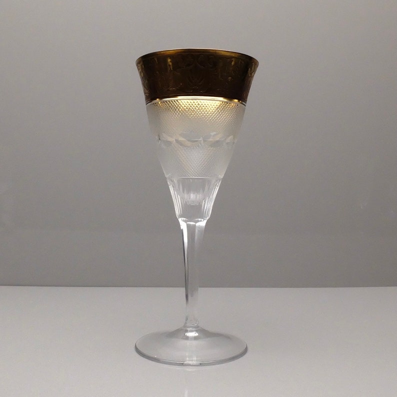 Moser Crystal Splendid Cut Gold Rim Cut Wine Glass Water Goblet 8 5/8 ...