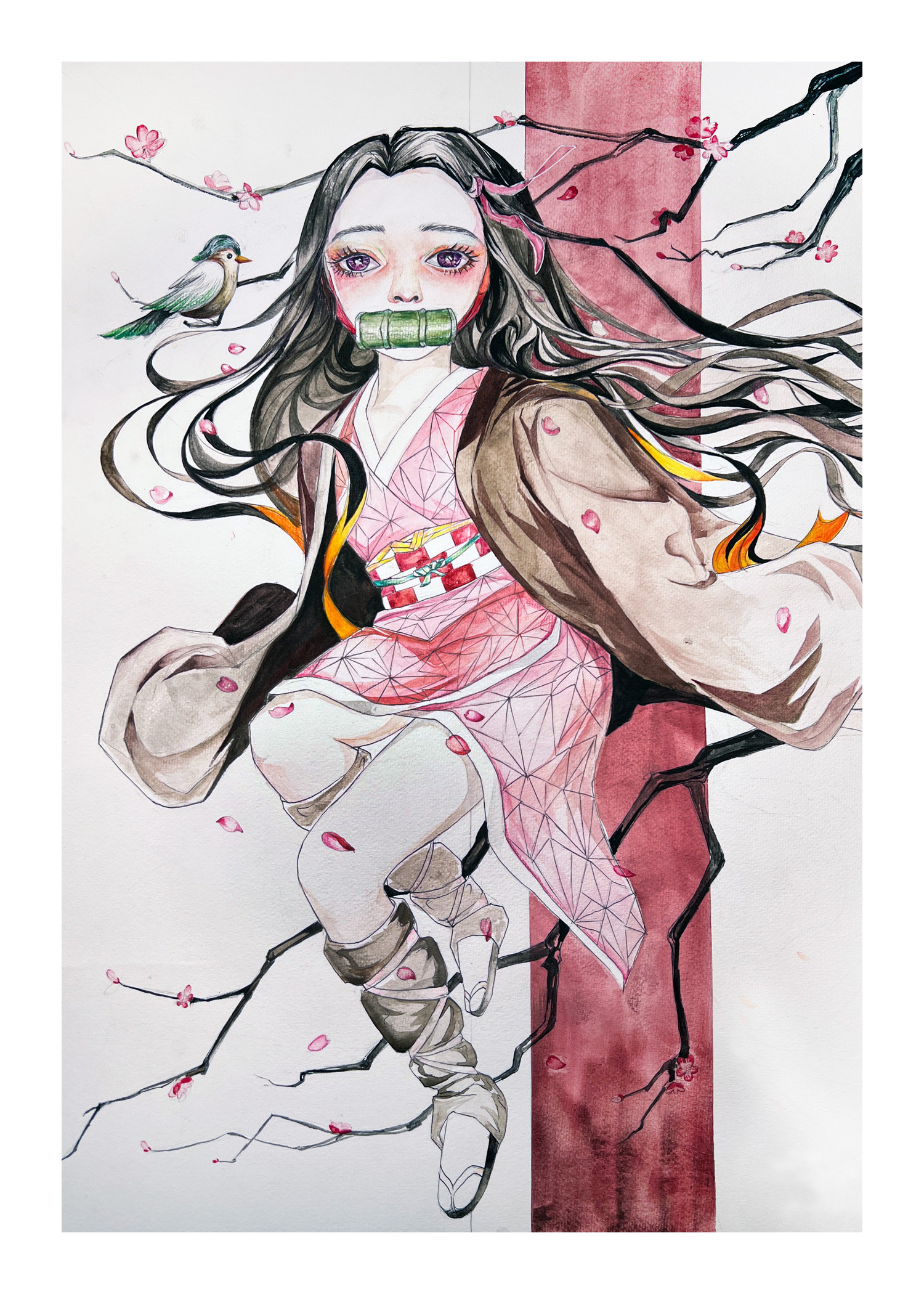 Nezuko Kamado Watercolor Painting - Etsy