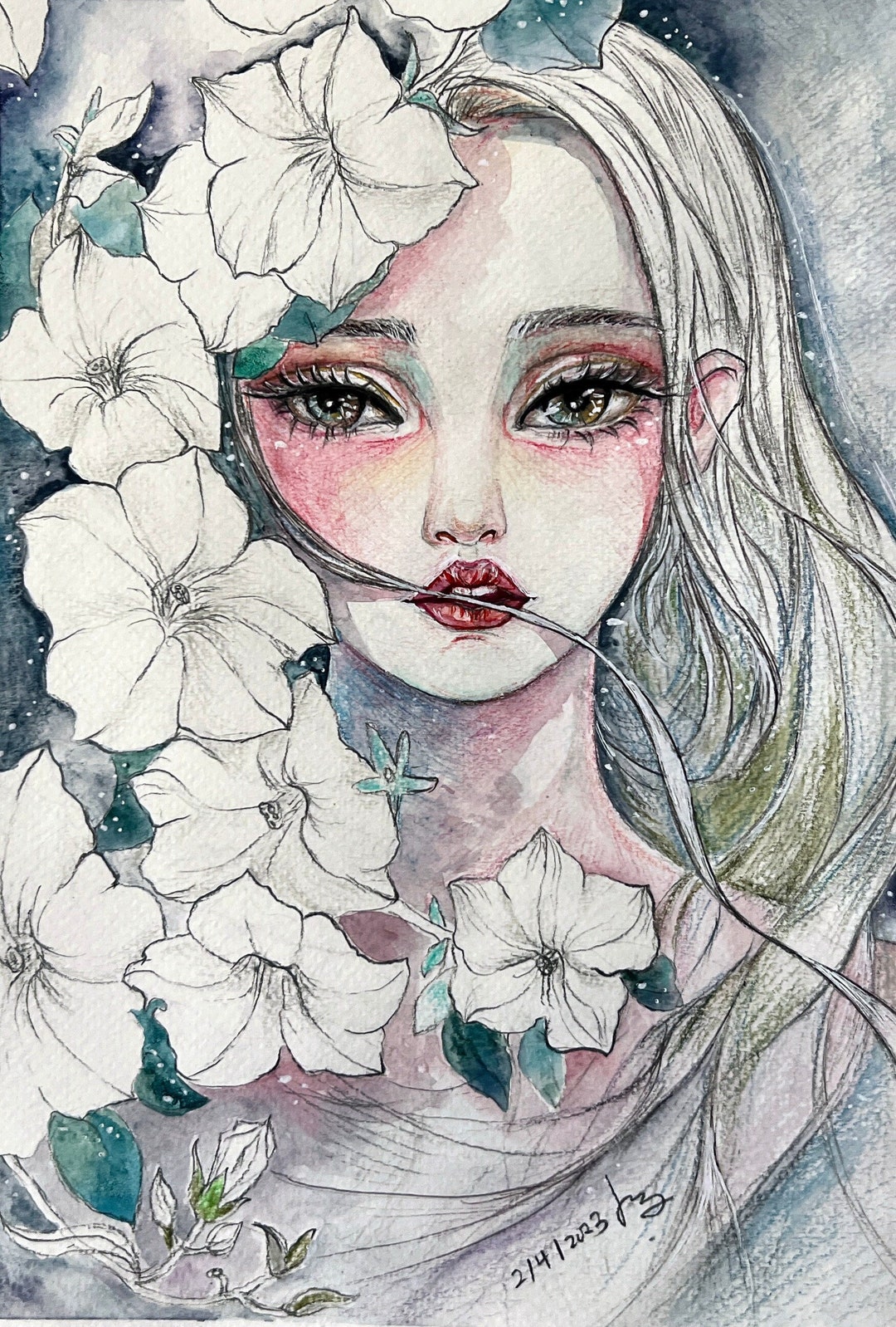 Pink Original Watercolor Painting - Etsy