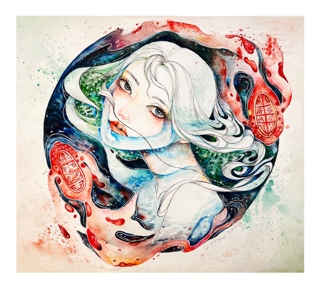 Pisces Original Watercolor Painting - Etsy