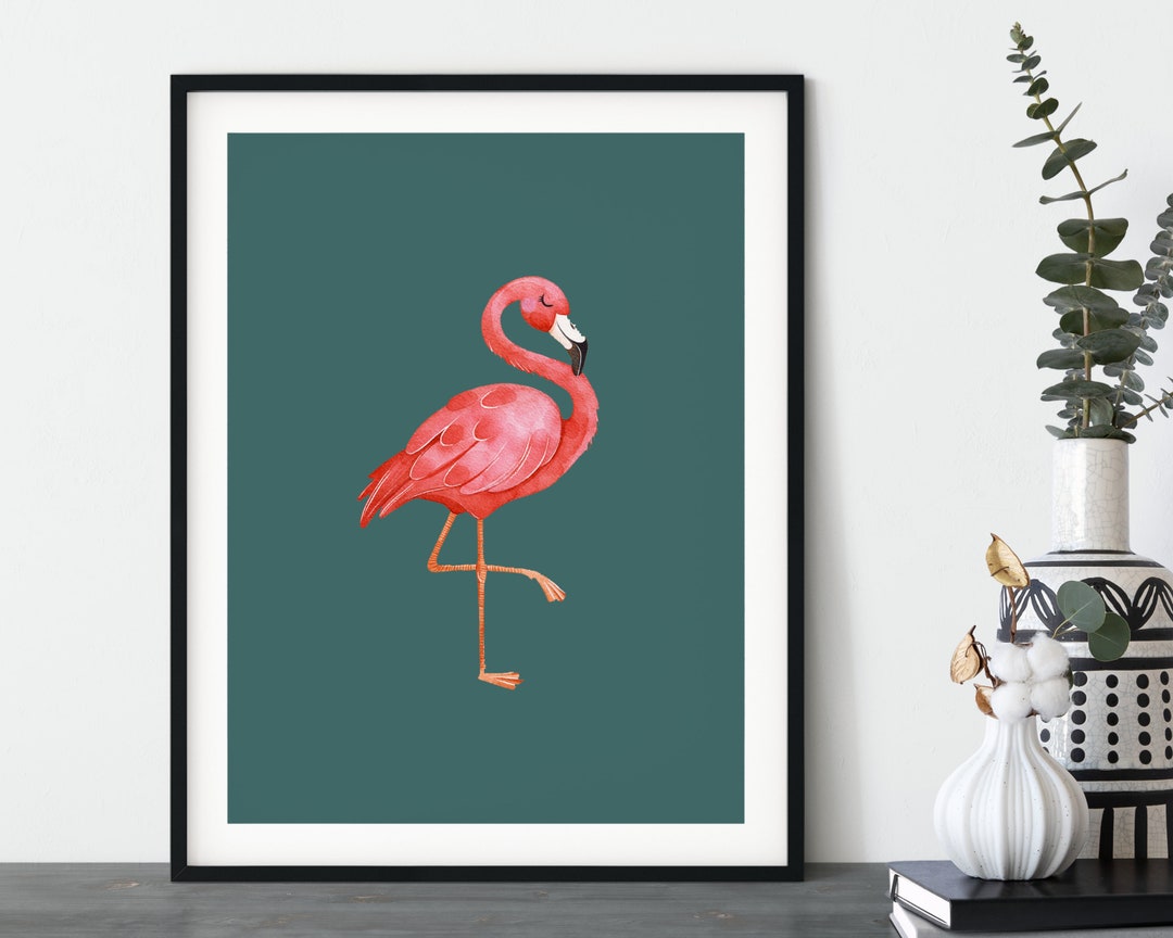 Flamingo Print | Block Colour Print | Modern Picture | Watercolour ...