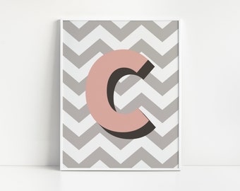 Pink Chevron Letter - Etsy