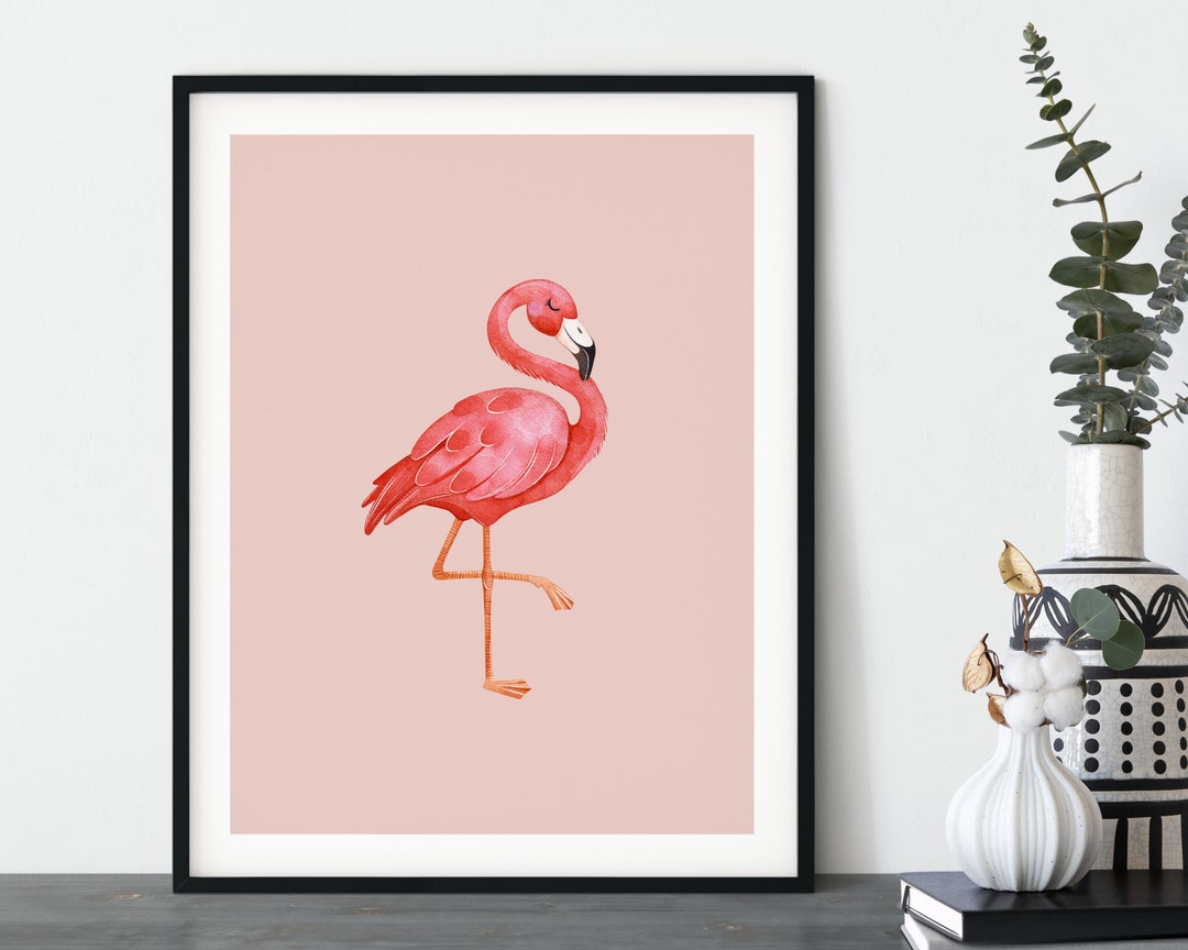 Flamingo Print | Block Colour Print | Modern Picture | Watercolour ...