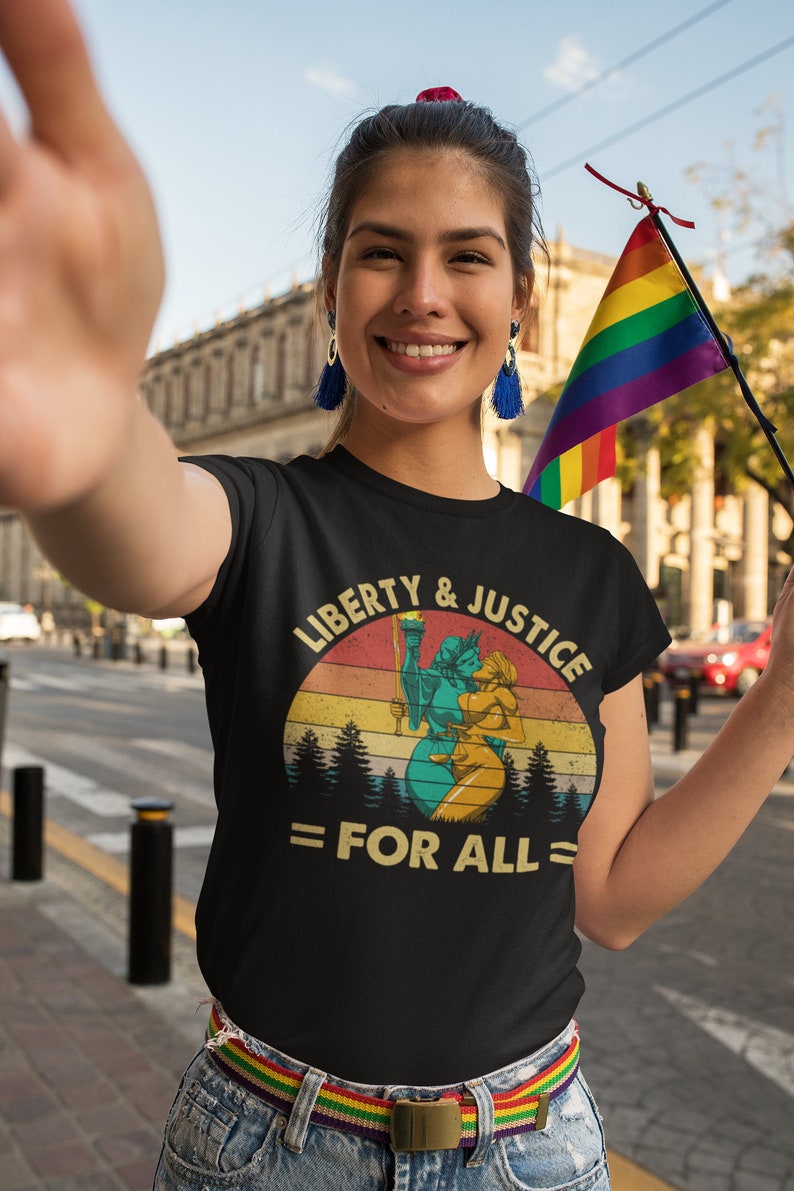 Liberty And Justice For All Lesbian Lgbt Pride Shirt Gay Etsy