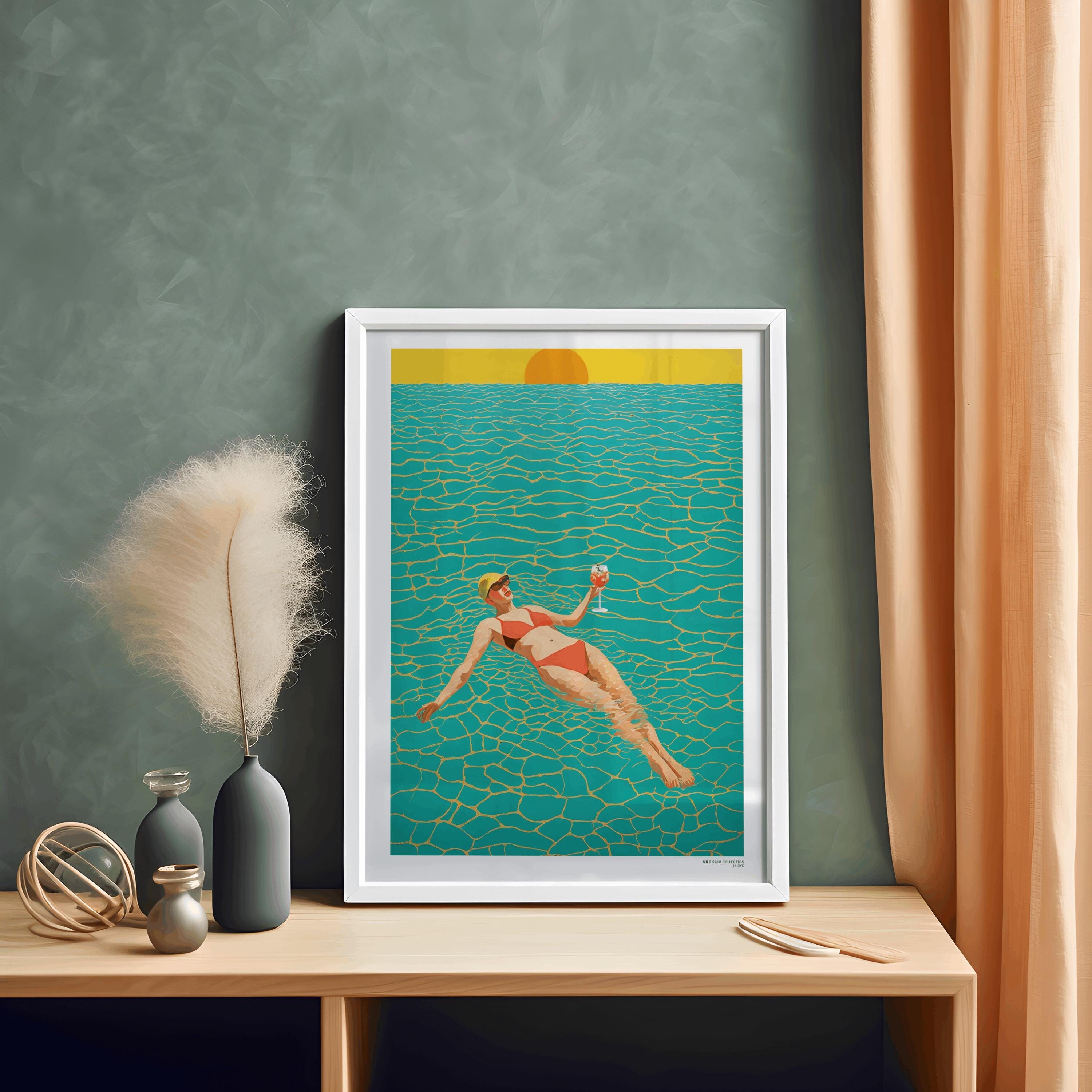 Open Water Swimming Print David Hockney/ Matisse Style Downloadable Art ...