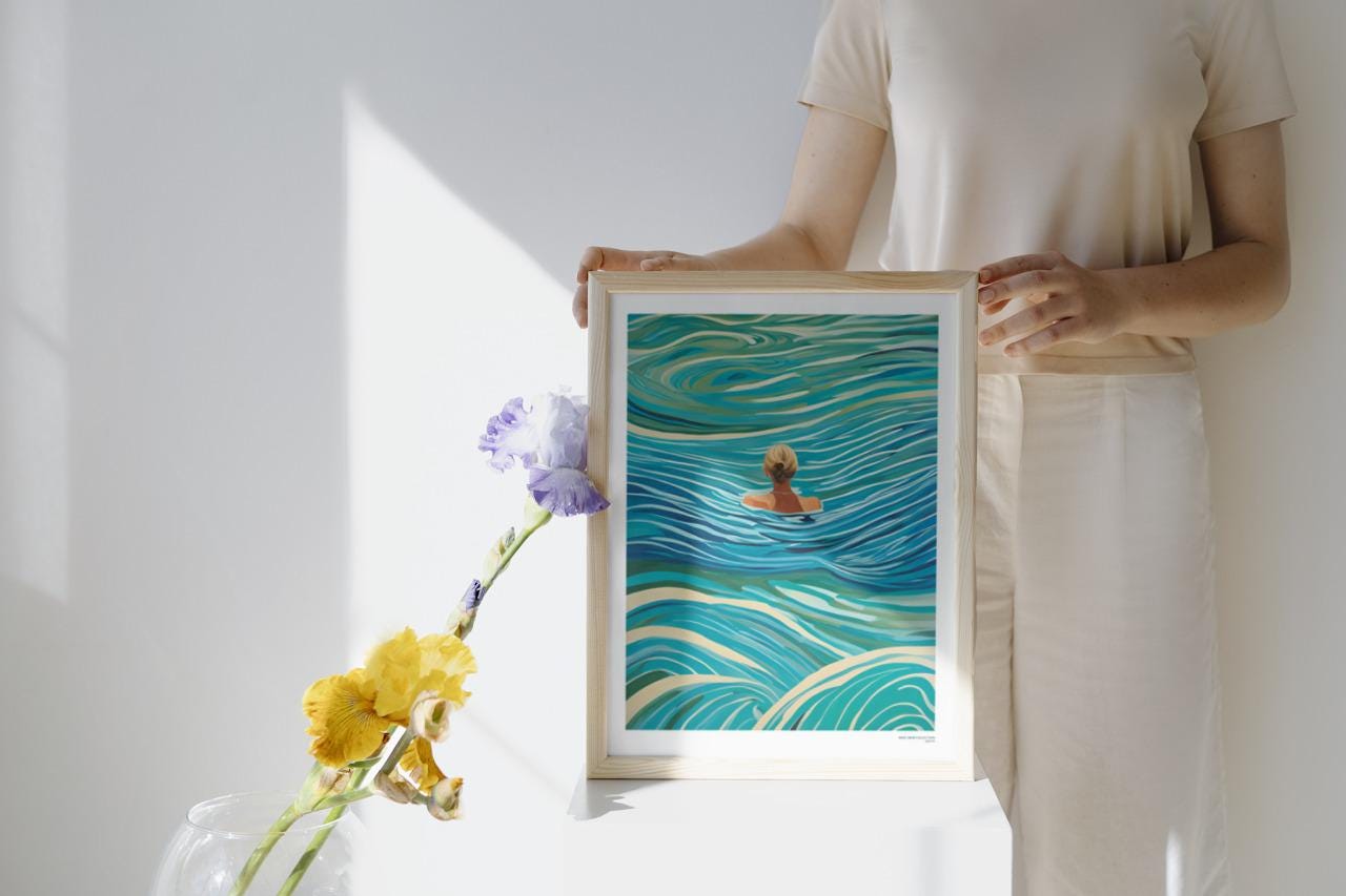 Wild Swimming Print | Downloadable | Ocean Lover - Etsy