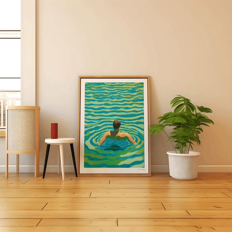 Open Water Swimming Print David Hockney/ Matisse Style Downloadable Art ...