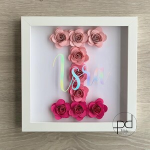 Initial & Name Flower Box | Paper Flower Shadow Box | Customized Gift ...