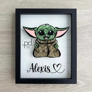 Baby Yoda Paper Flower Shadow Box | Wall Decor | Flower Box ...